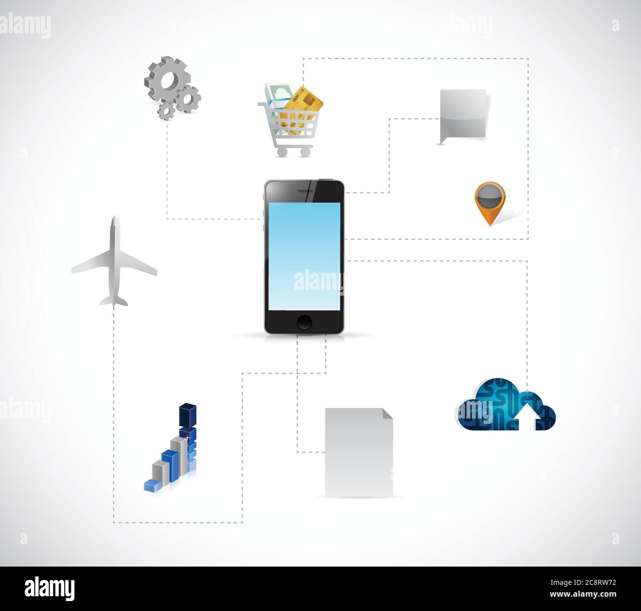 Phone tools and connection illustration design over a white background ...