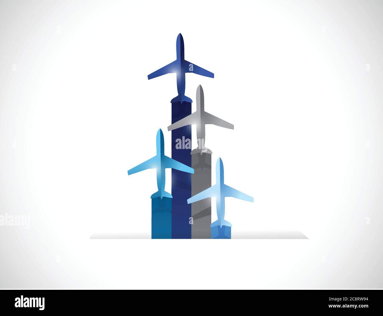 Flying color planes illustration design over a white background Stock ...