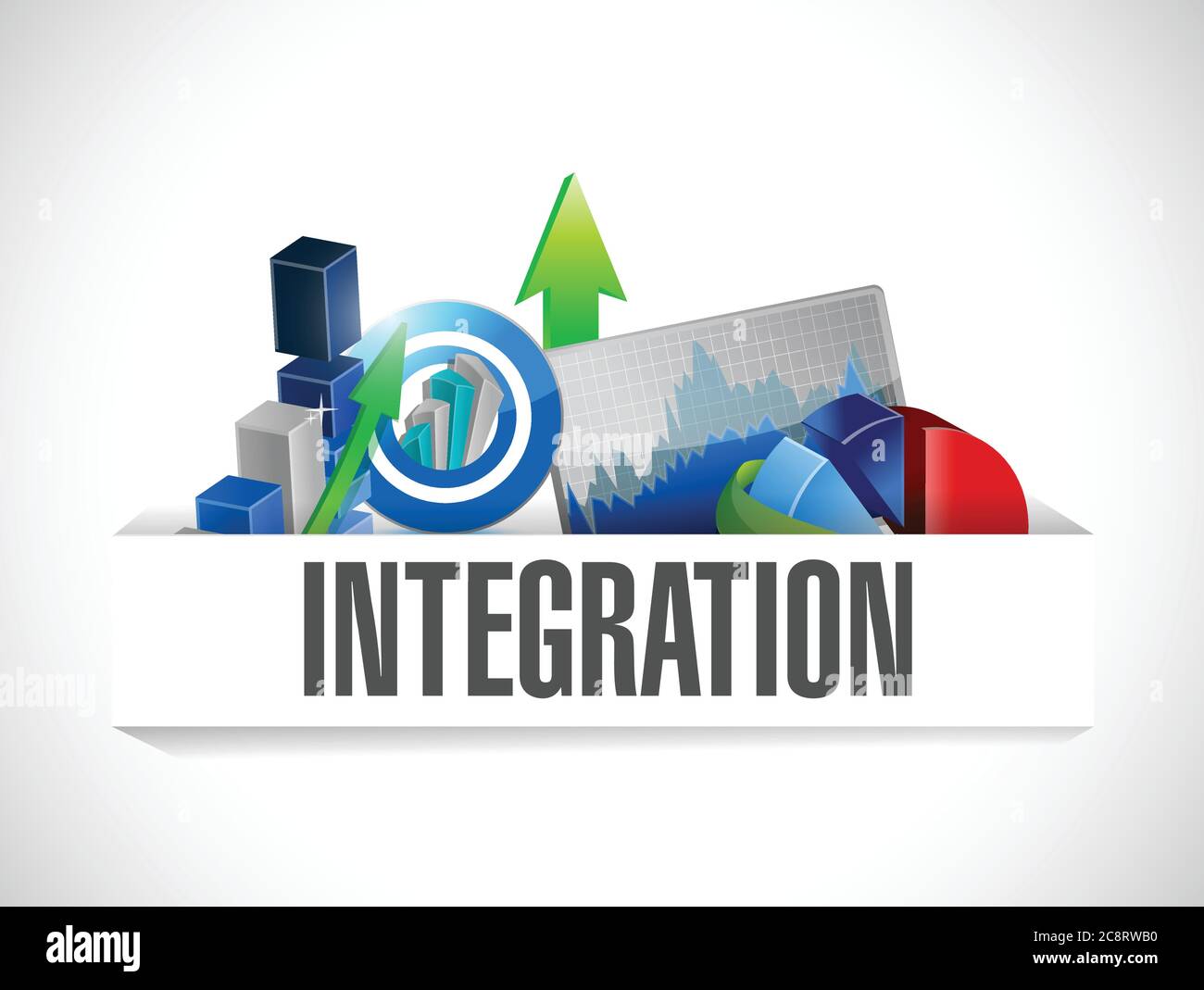 Integration business concept pocket illustration design over a white ...