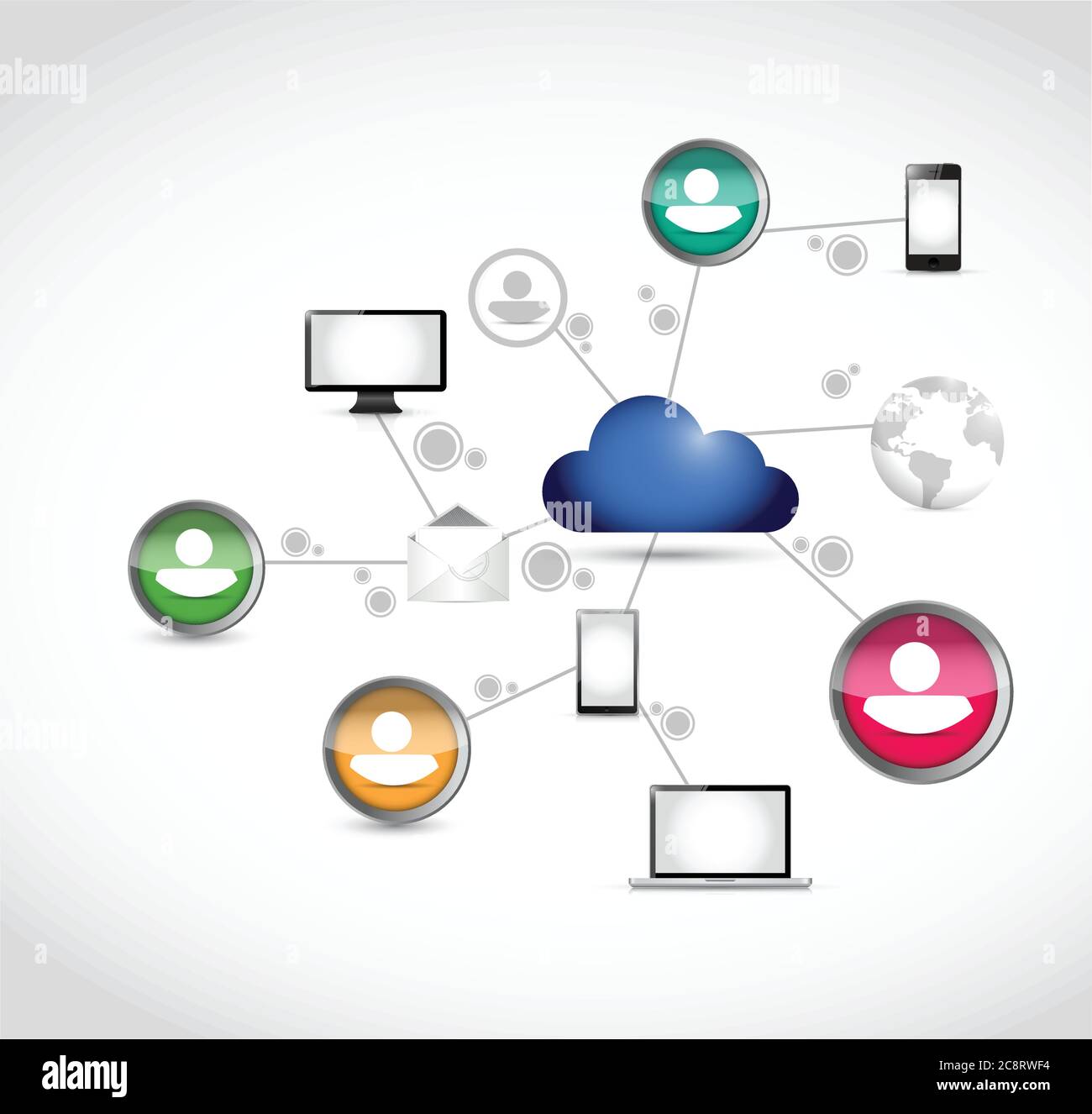 Cloud computing network connection diagram illustration design over a white background Stock ...