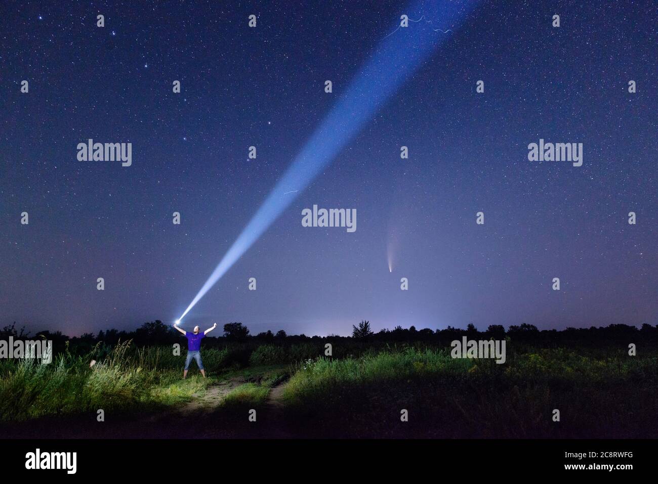 Silhouette man against blue background hi-res stock photography and ...