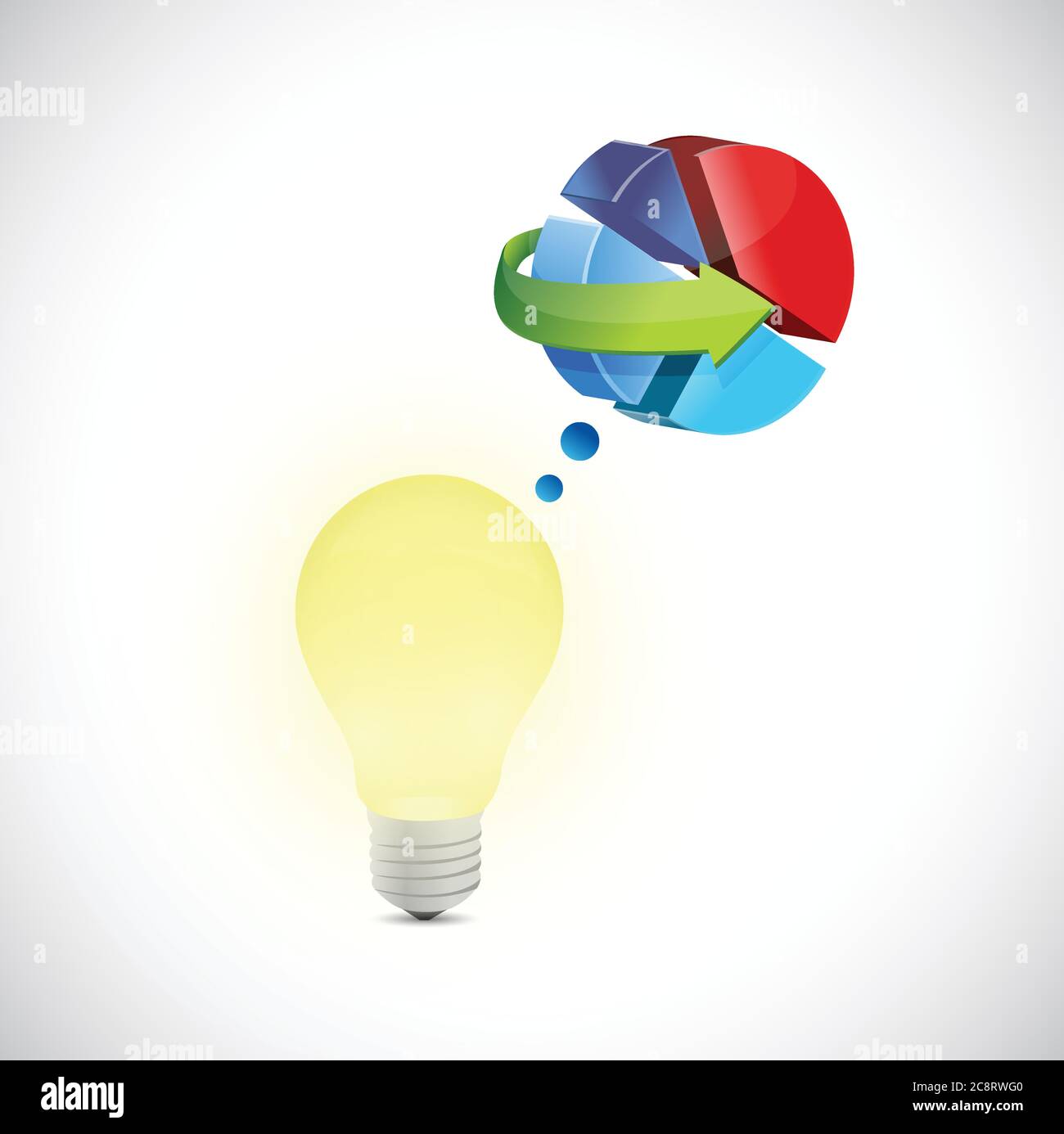 Light bulb and pie chart illustration design over a white background ...