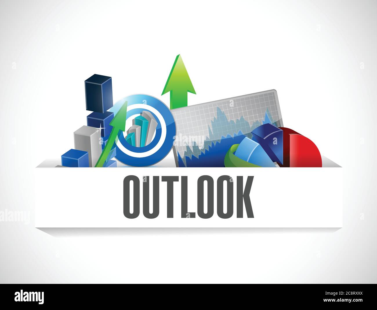 Business outlook graphs on a pocket. illustration design over a white ...