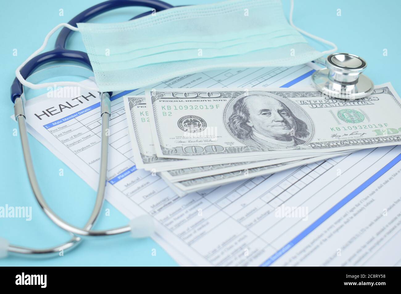 Health insurance form with stethoscope Medical Form Stock Photo - Alamy