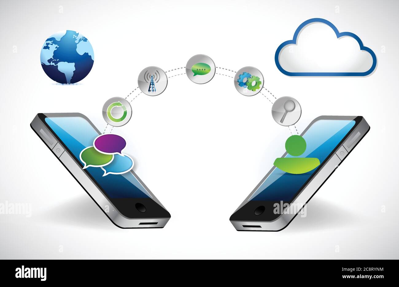 Phone accessibility technology network concept. illustration design ...