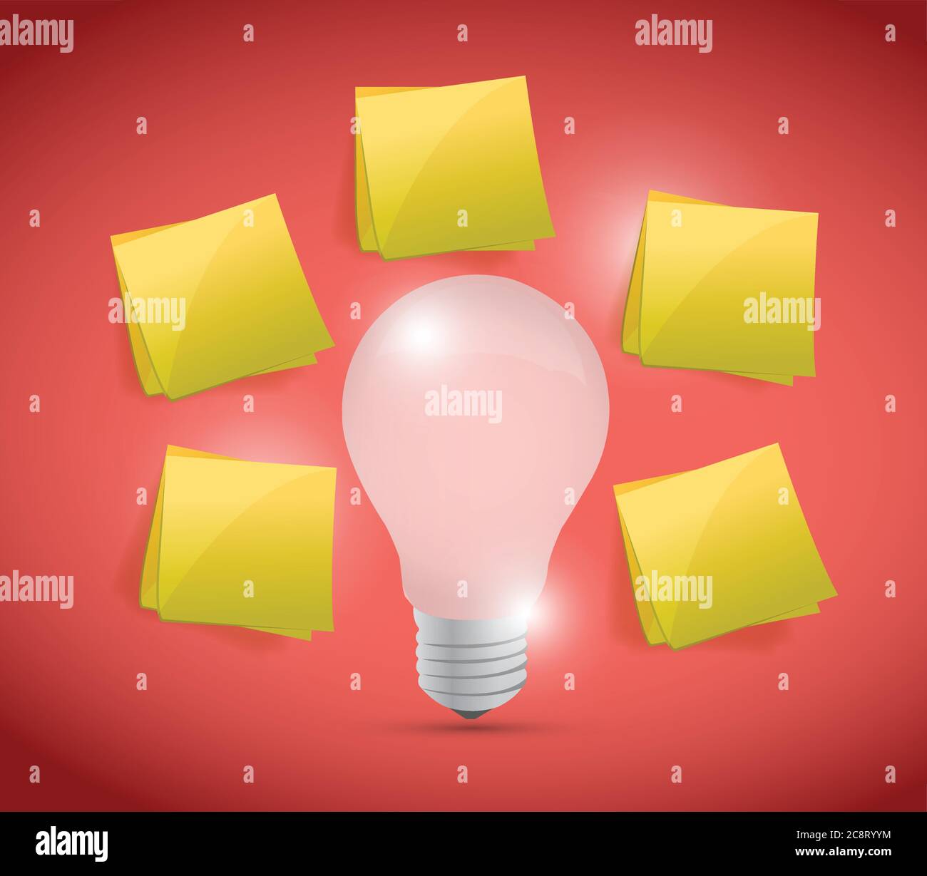 Idea brainstorming concept illustration design over a red background ...