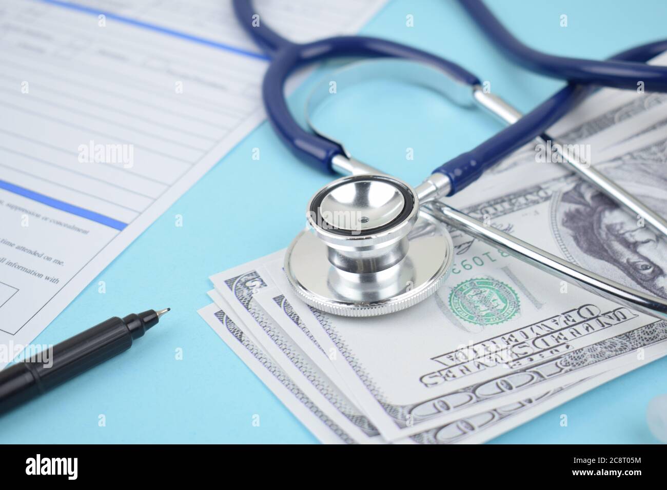 Health insurance form with stethoscope Medical Form Stock Photo - Alamy