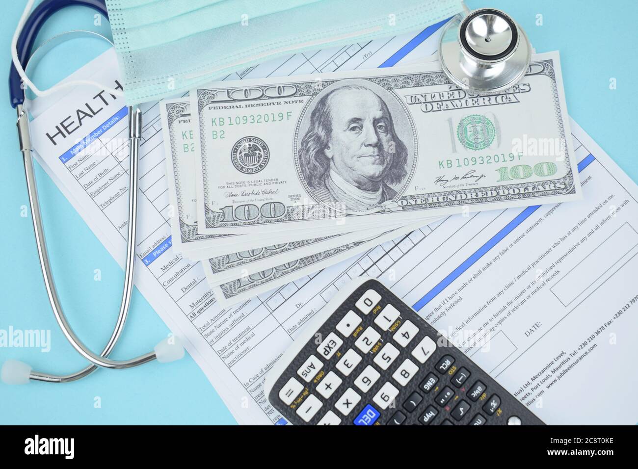Health insurance form with stethoscope Medical Form Stock Photo - Alamy