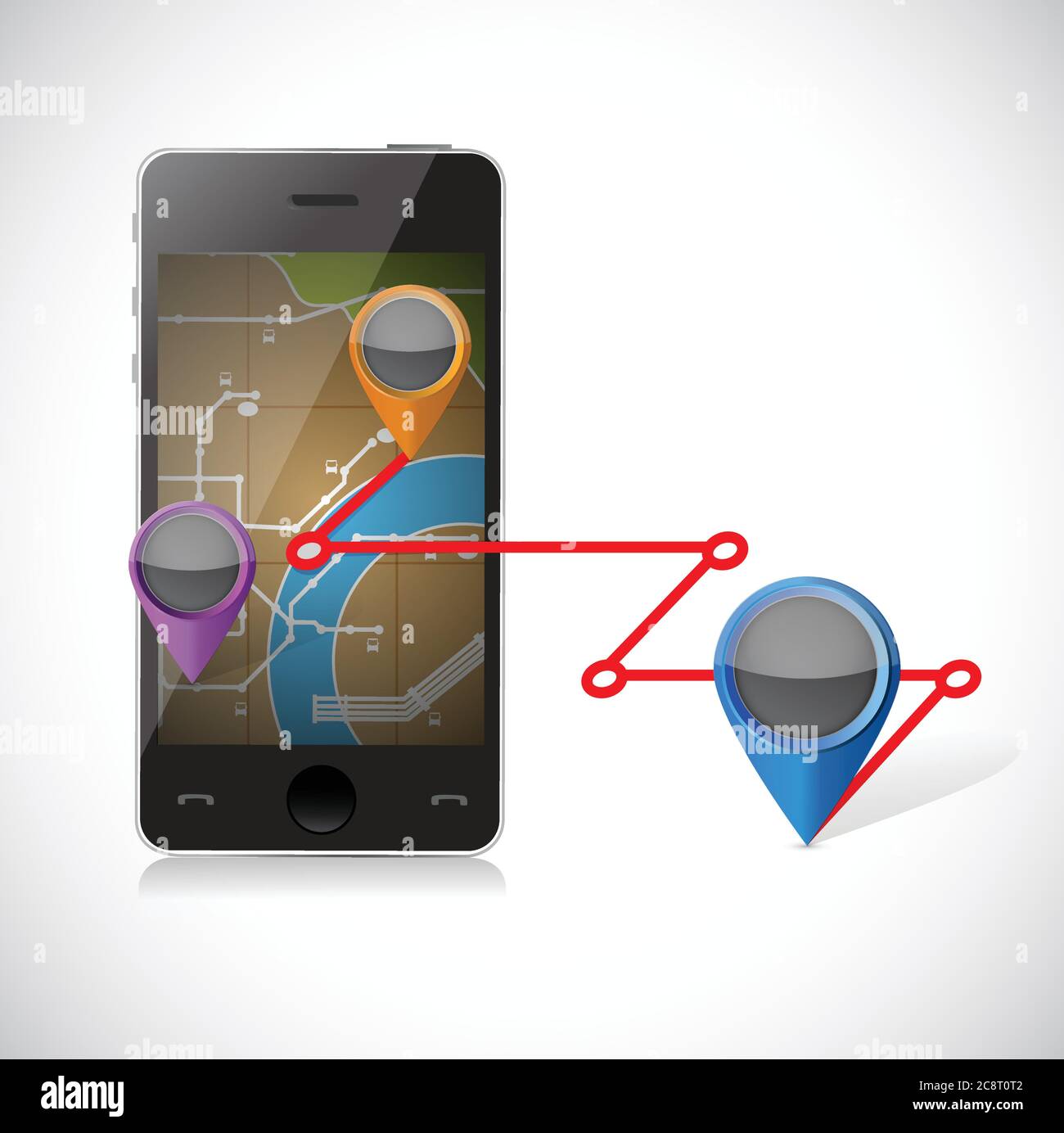 Phone gps and locations illustration design over a white background ...