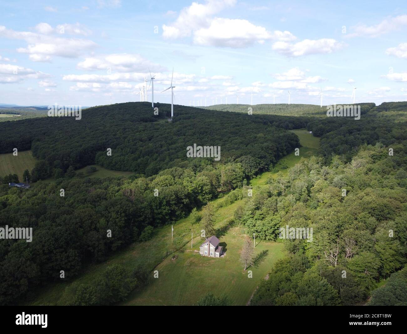 A wind turbine farm in rural Pennsylvania's Allegheny Mountains Stock ...