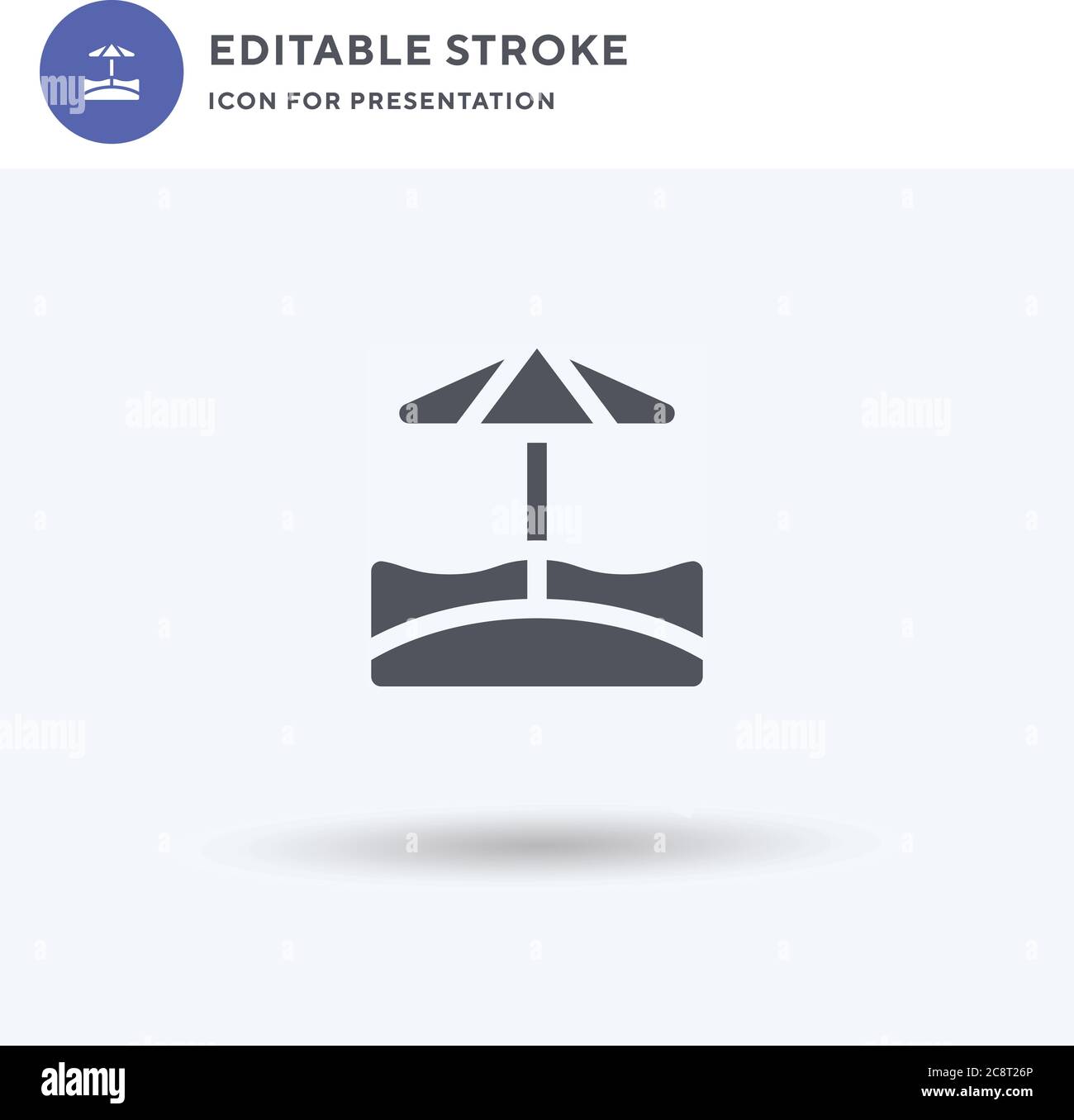 Beach icon vector, filled flat sign, solid pictogram isolated on white ...