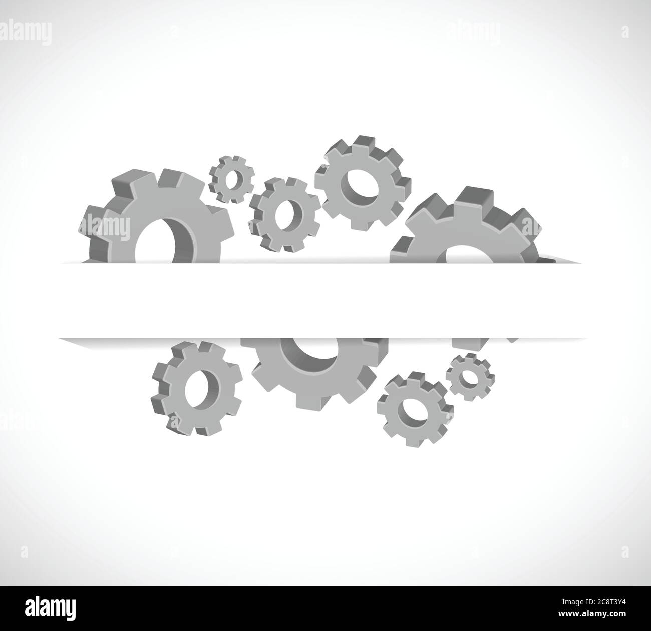 Gears under a paper pocket illustration design over a white background ...