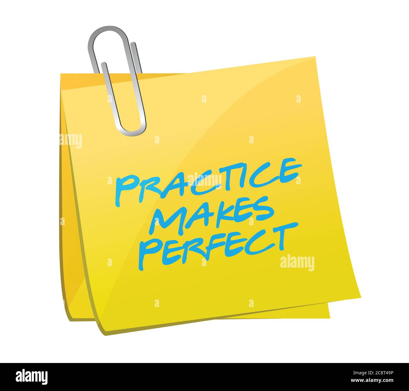 Practice makes perfect post illustration design over a white background ...