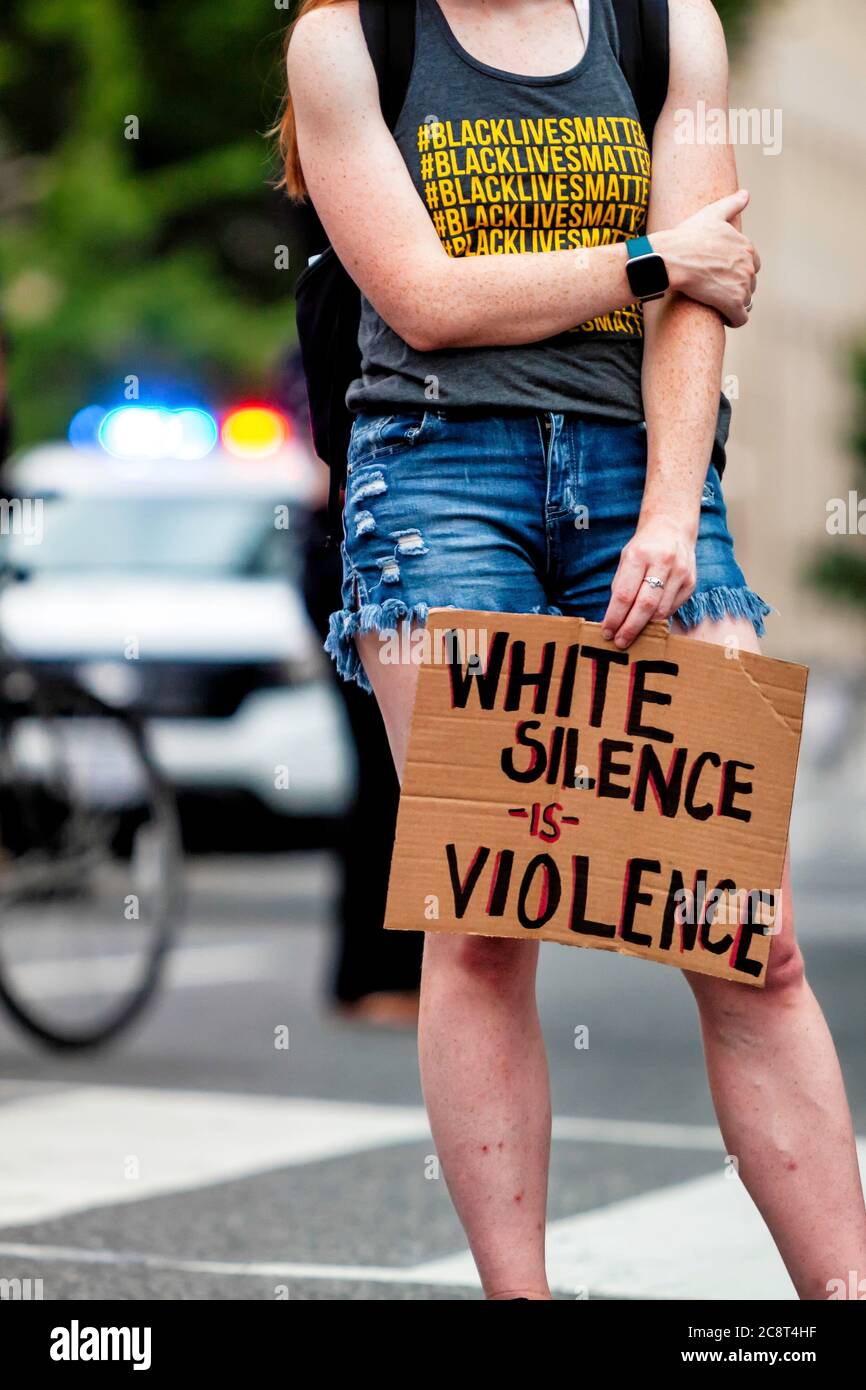 White silence is violence sign hi-res stock photography and images - Alamy
