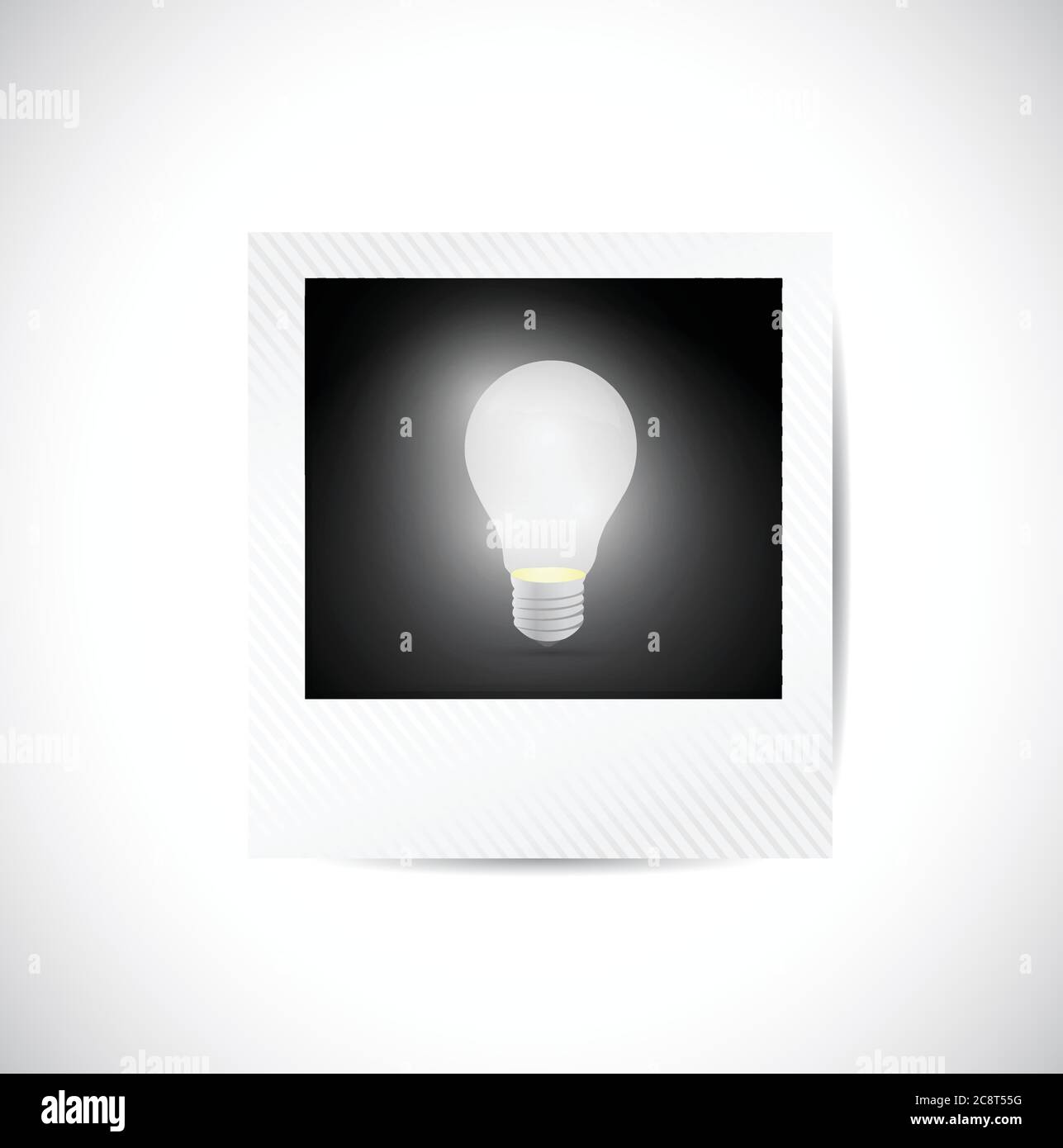 Polaroid and light bulb illustration design over a white background ...