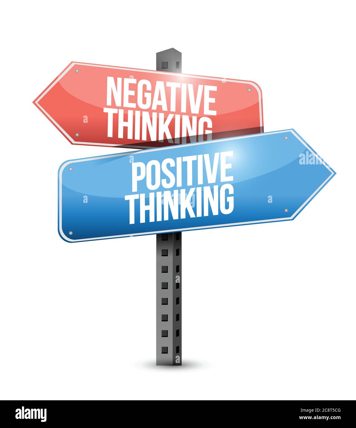 Positive and negative thinking street sign. illustration design over a ...
