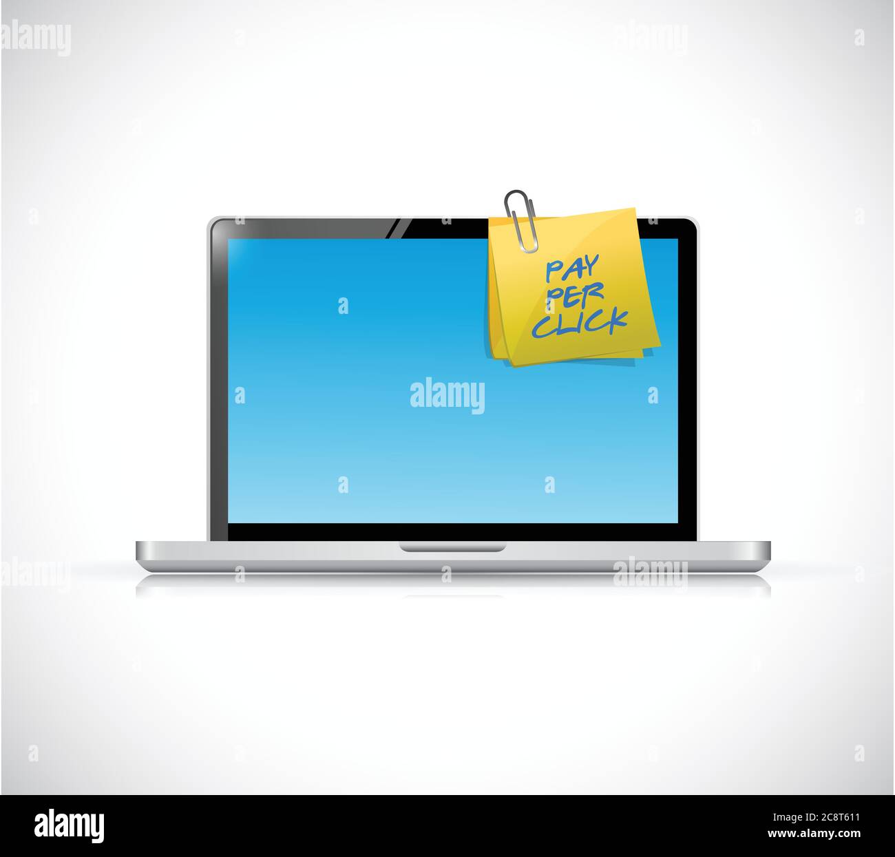 Laptop pay per click post illustration design over a white background ...