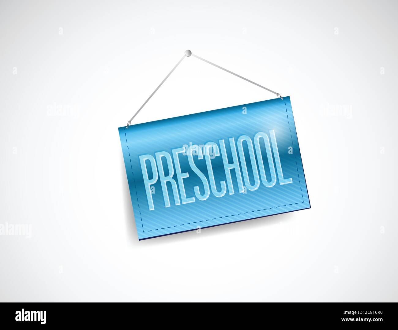 Preschool blue hanging sign illustration design over a white background ...