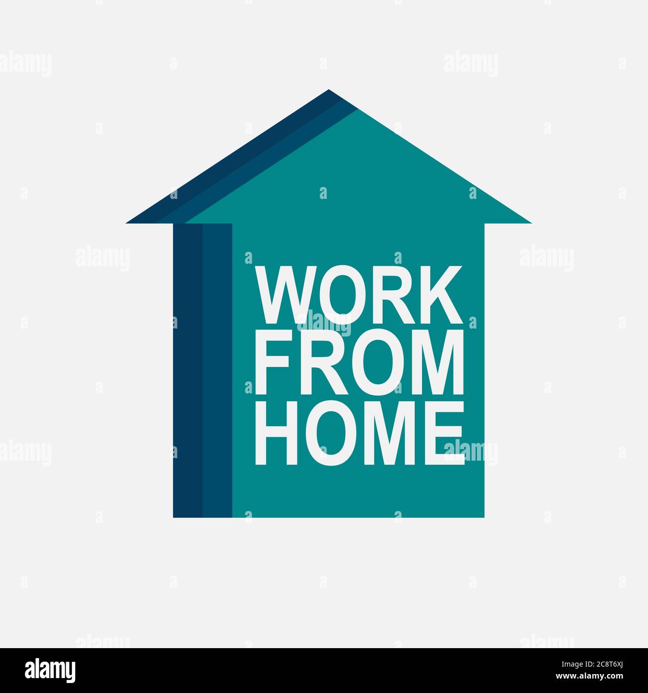 Work from home text with house icon. Coronavirus sign. Influenza ...