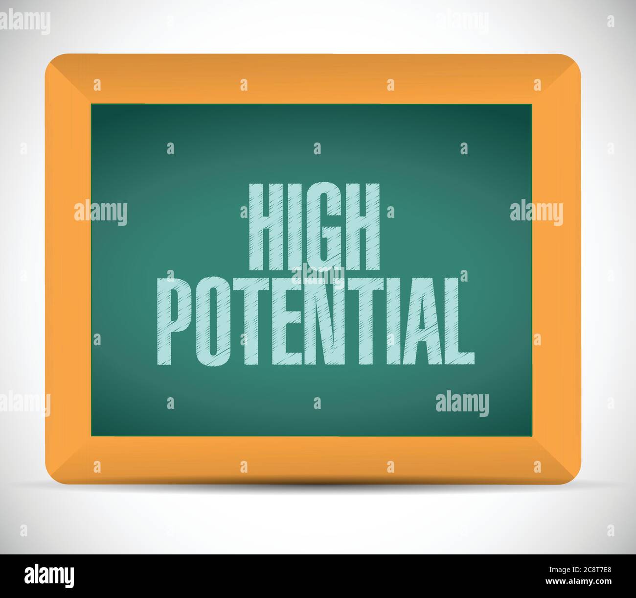High potential message on a chalkboard illustration design over a white ...
