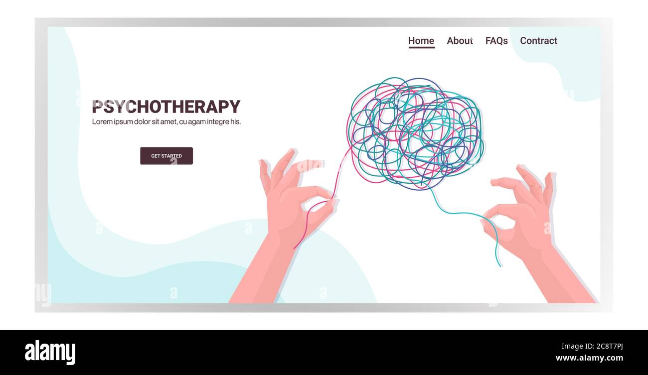 human hands solving problem in tangled brain psychotherapy session ...
