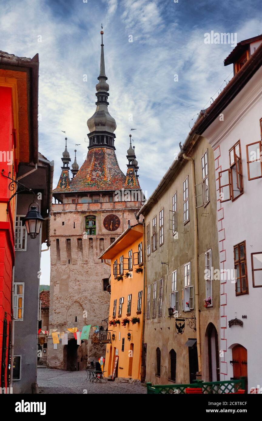Clock Tower built by Saxons in famous medieval fortified city of ...
