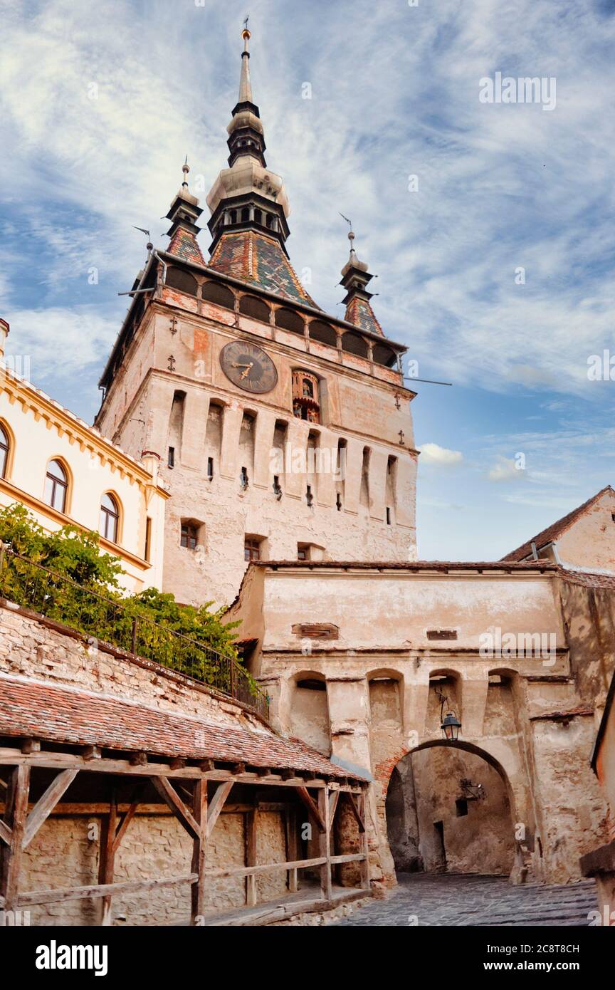Clock Tower built by Saxons in famous medieval fortified city of ...