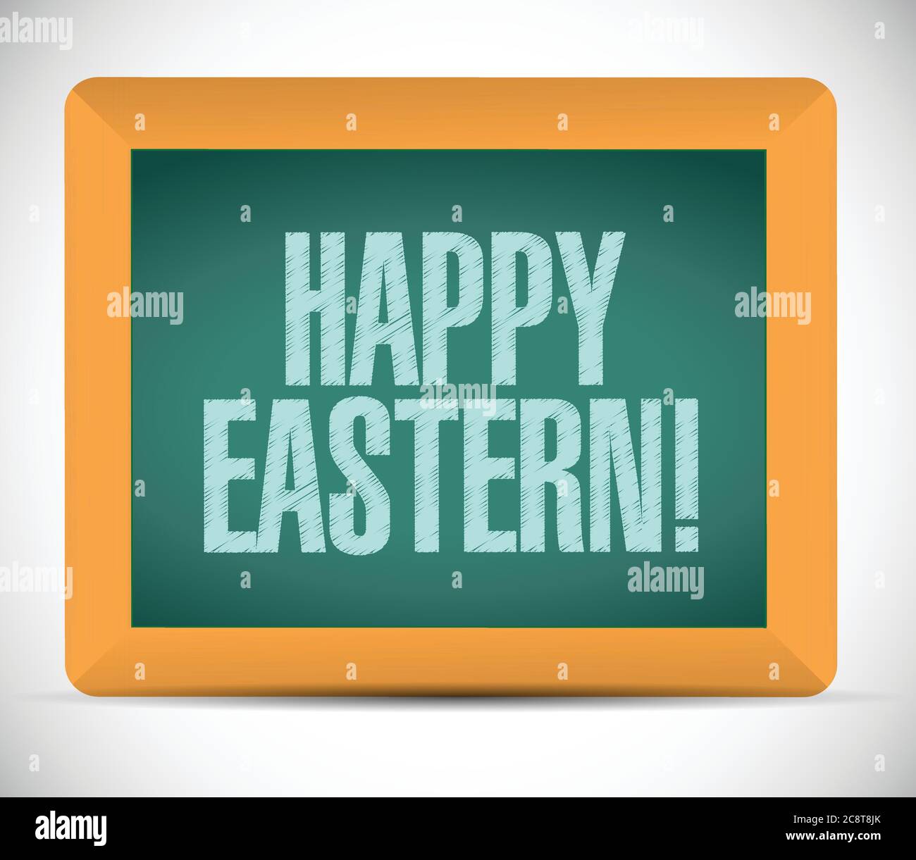 Happy eastern message chalkboard illustration design over a white ...