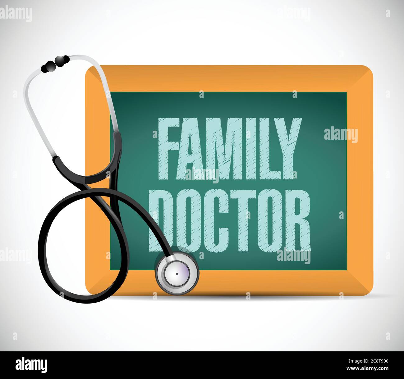 Family doctor sign written on a chalkboard. illustration design over a ...