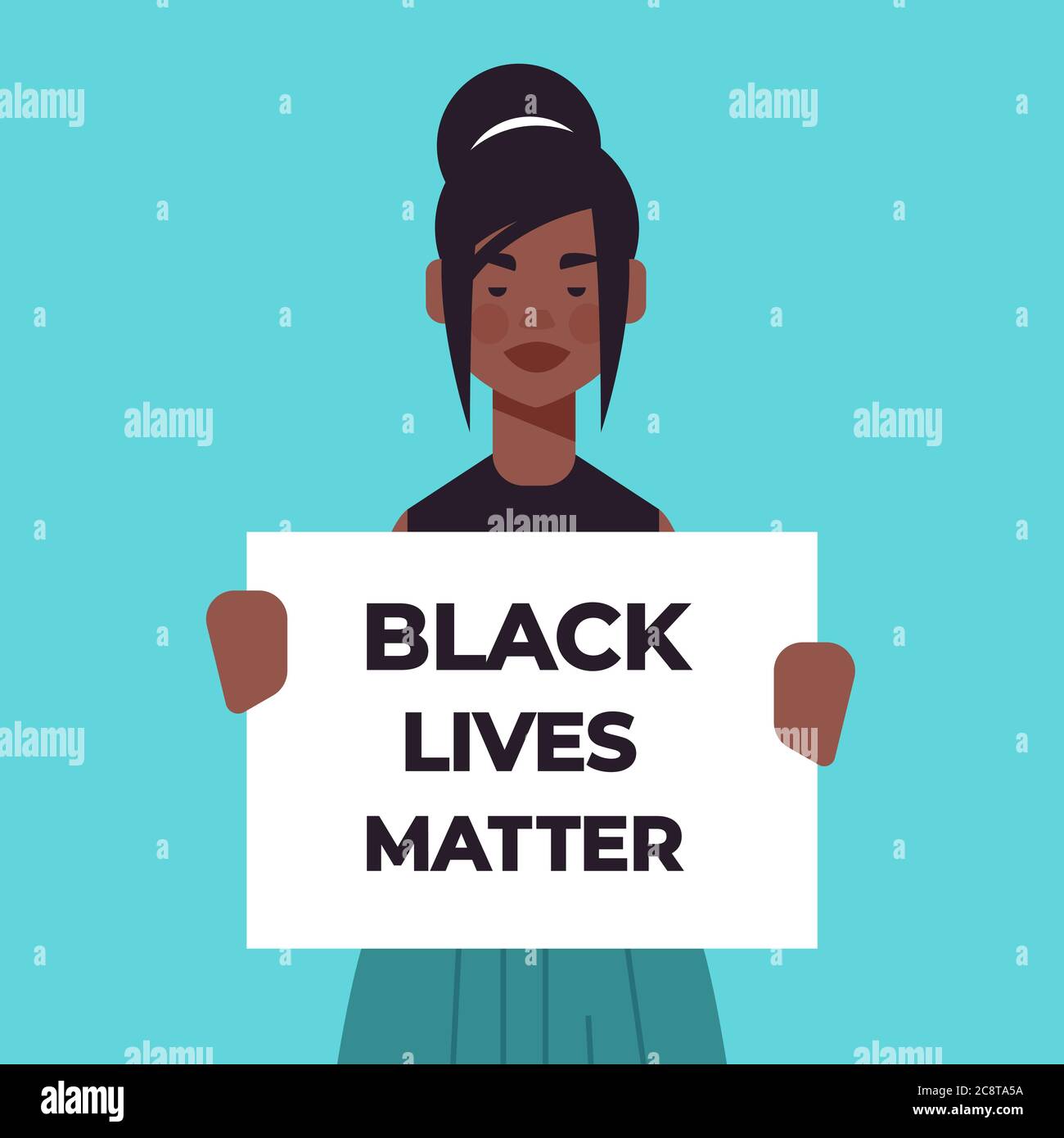 african american woman holding black lives matter banner campaign ...
