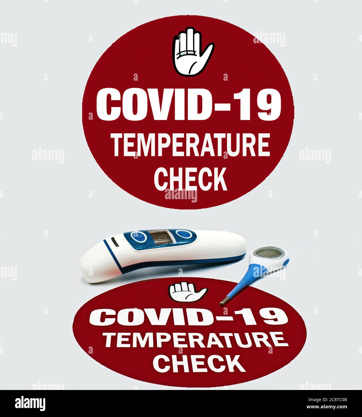 Covid-19 temperature check. Coronavirus fever examination concept Stock ...