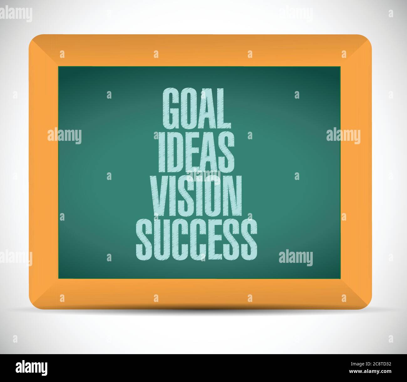 Goal, ideas, vision, success blackboard illustration design over a ...