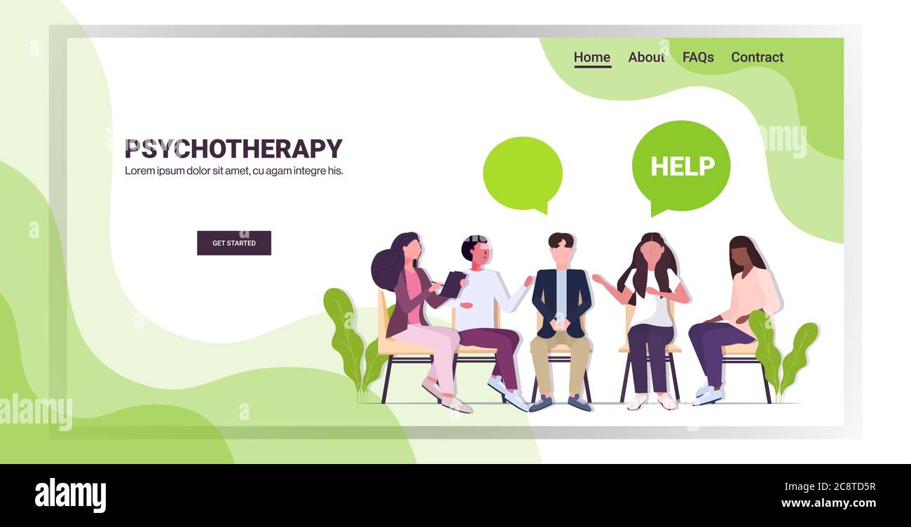 Female Psychologist Talking With Patients Group During Psychotherapy