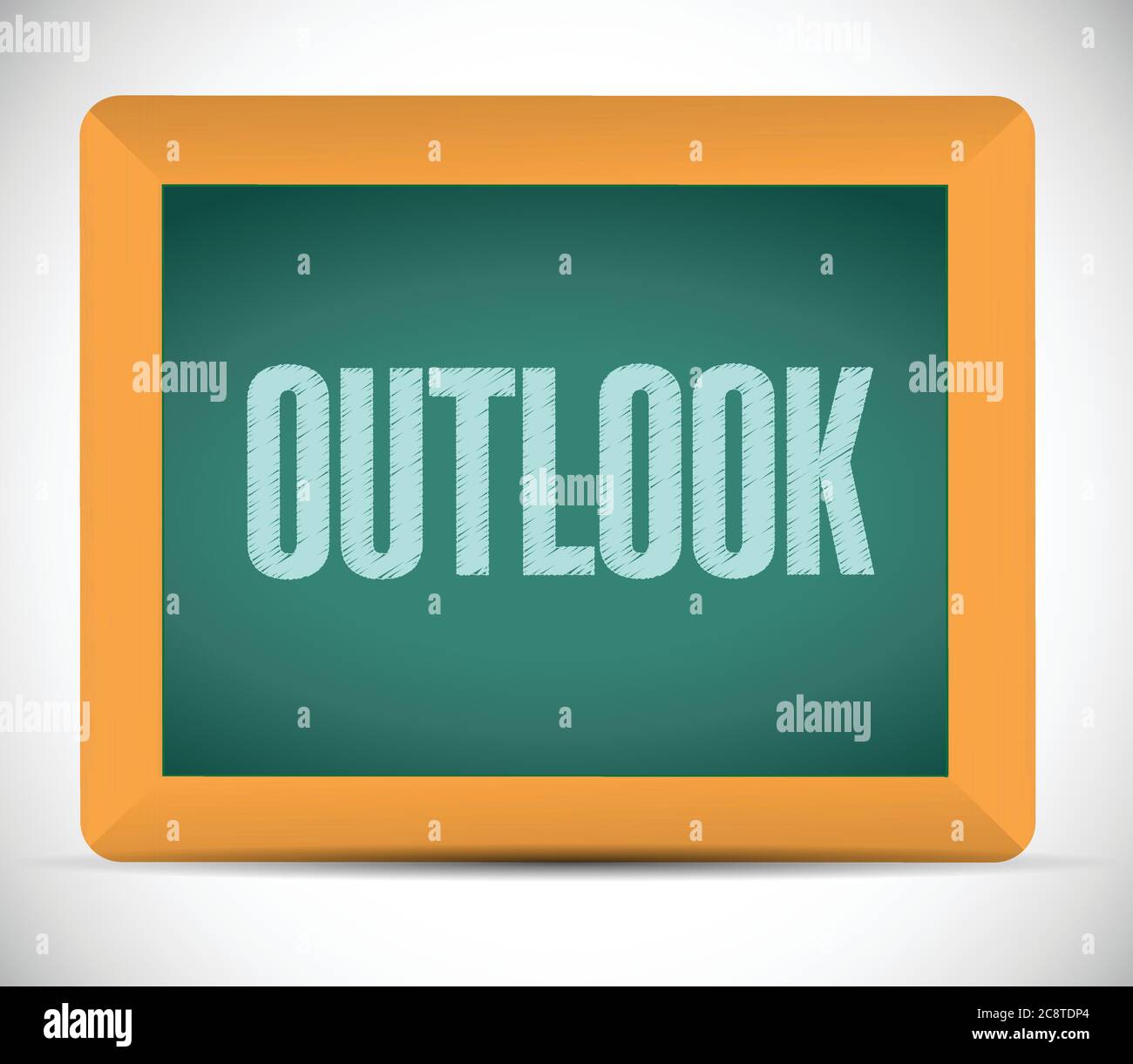 Outlook message on a chalkboard. illustration design over a white ...