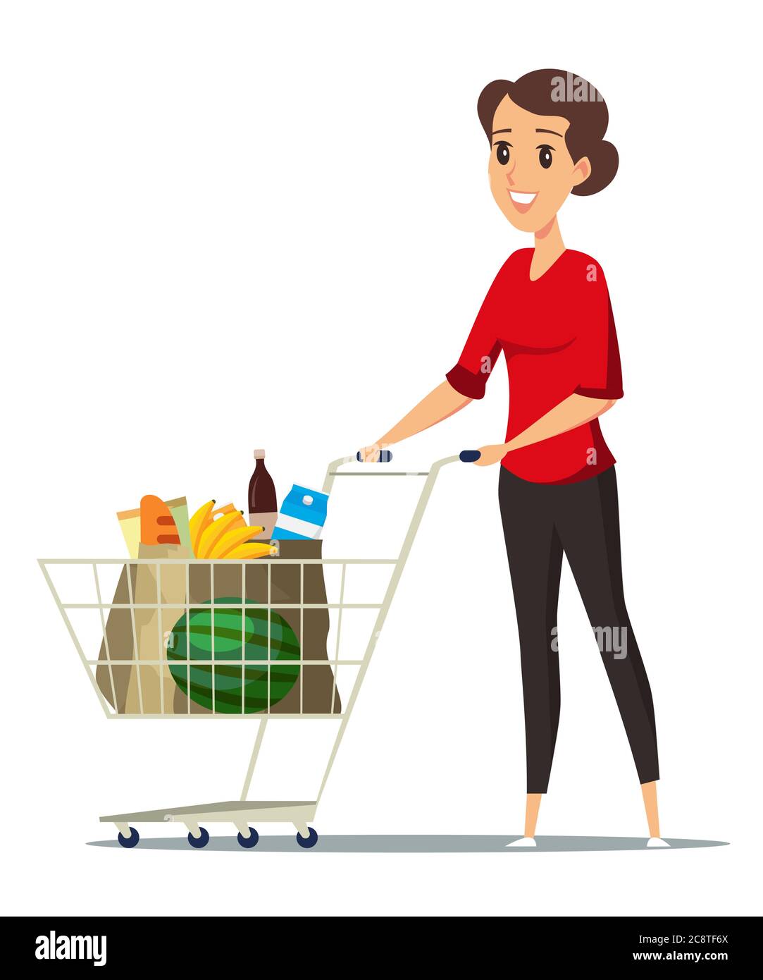Woman with cart vector illustration Stock Vector Image & Art - Alamy