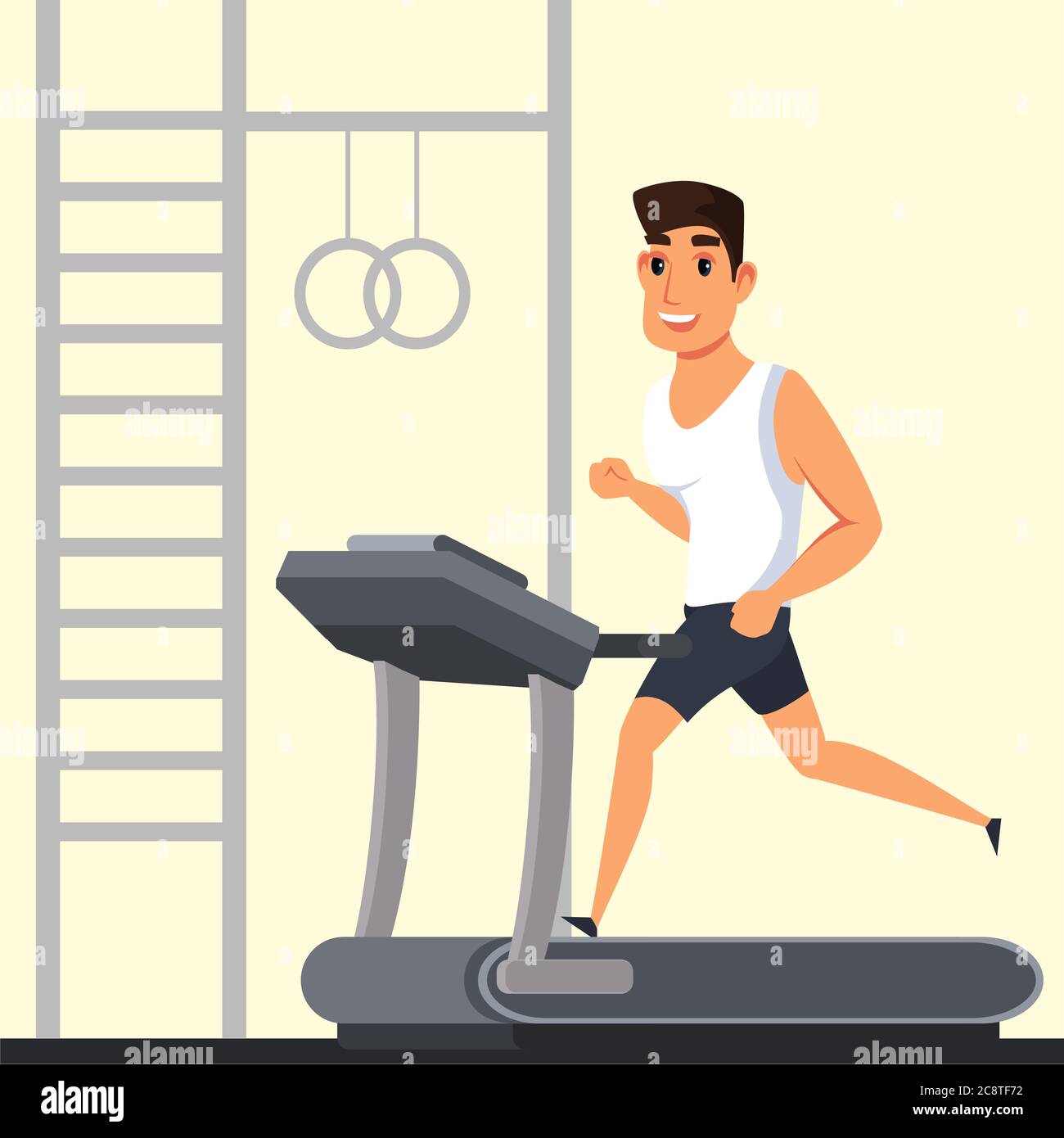 Man workout in gym flat vector illustration Stock Vector Image & Art ...