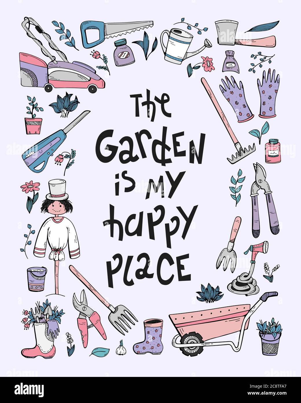 An illustration with lettering and hand-drawn doodles about a country ...