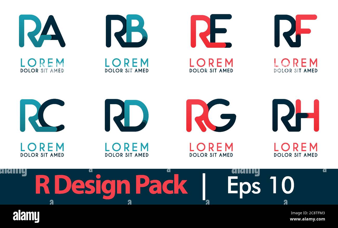 R logo pack, RA Logo set. Modern flat design concept for Landing page ...
