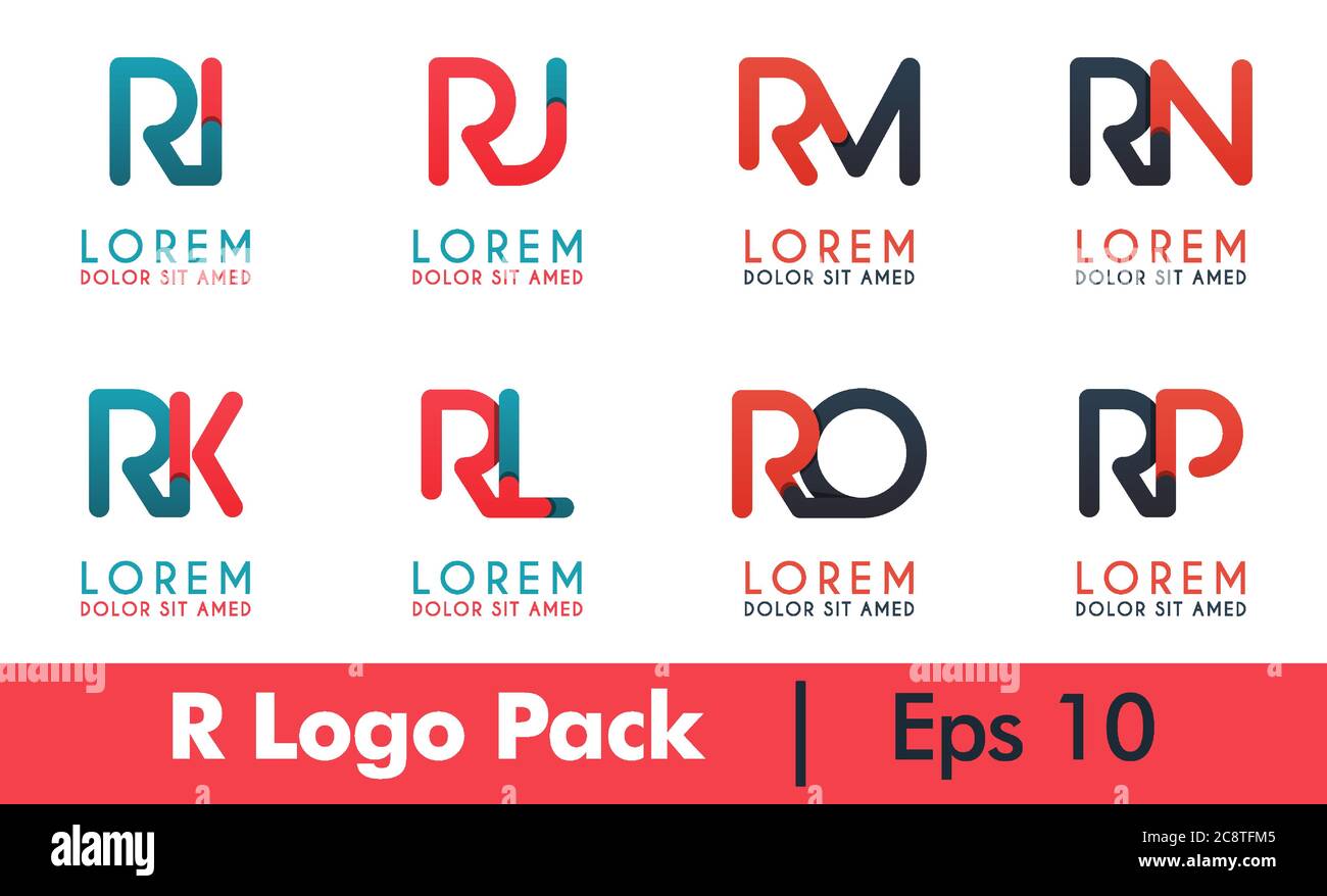 R logo pack, RM Logo set. Modern flat design concept for Landing page ...
