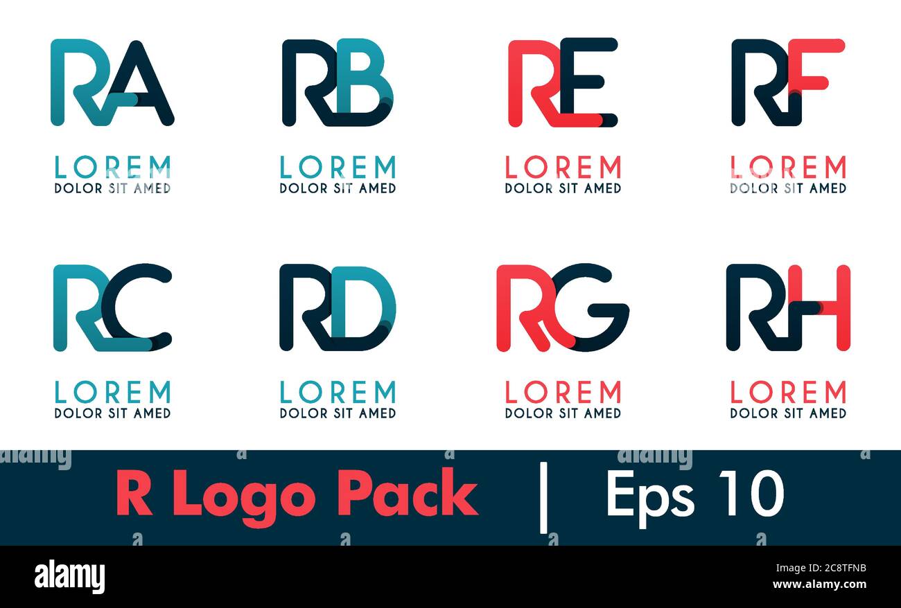 R logo pack, RA Logo set. Modern flat design concept for Landing page ...