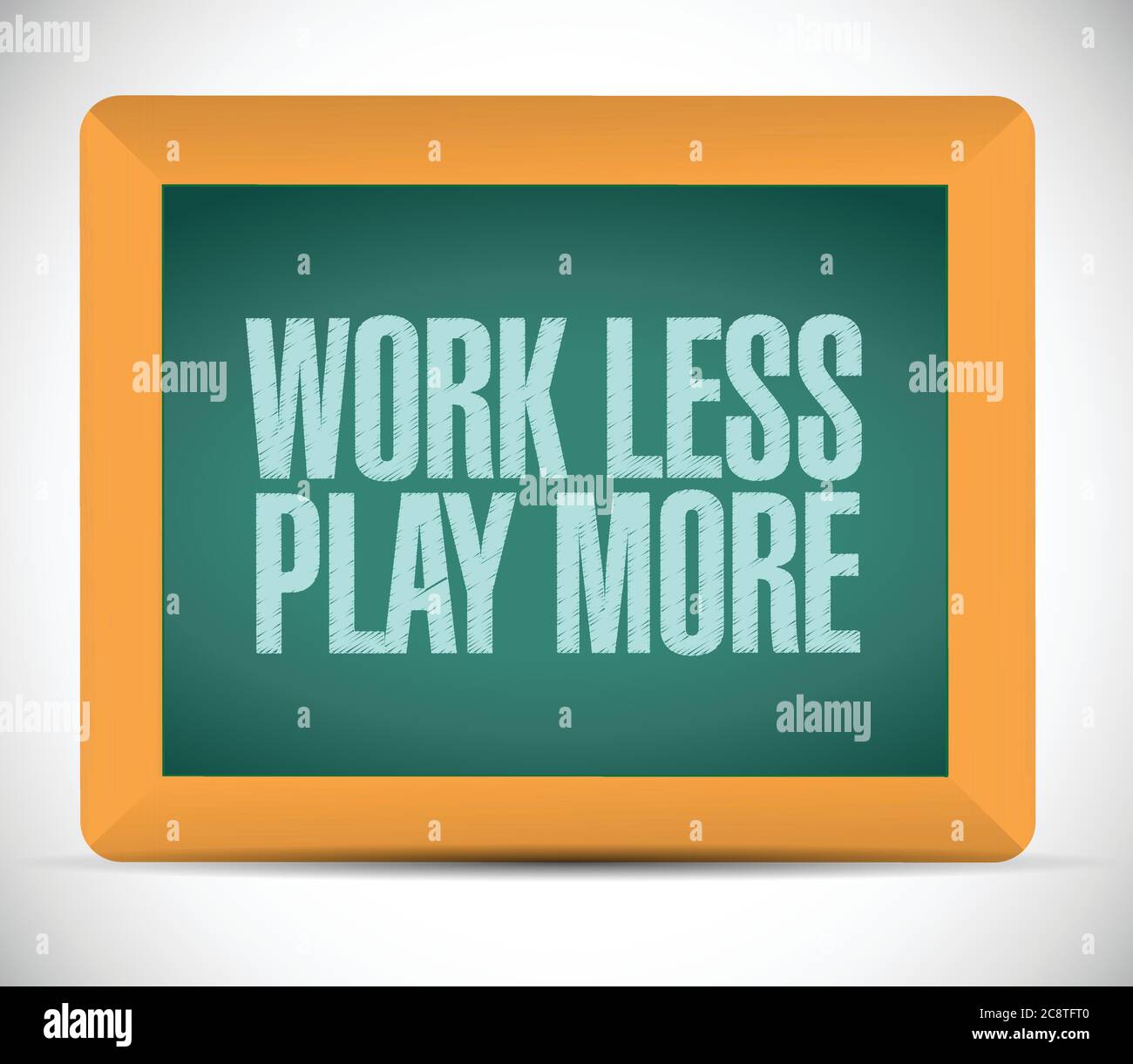 Work less play more message illustration design over a white background ...