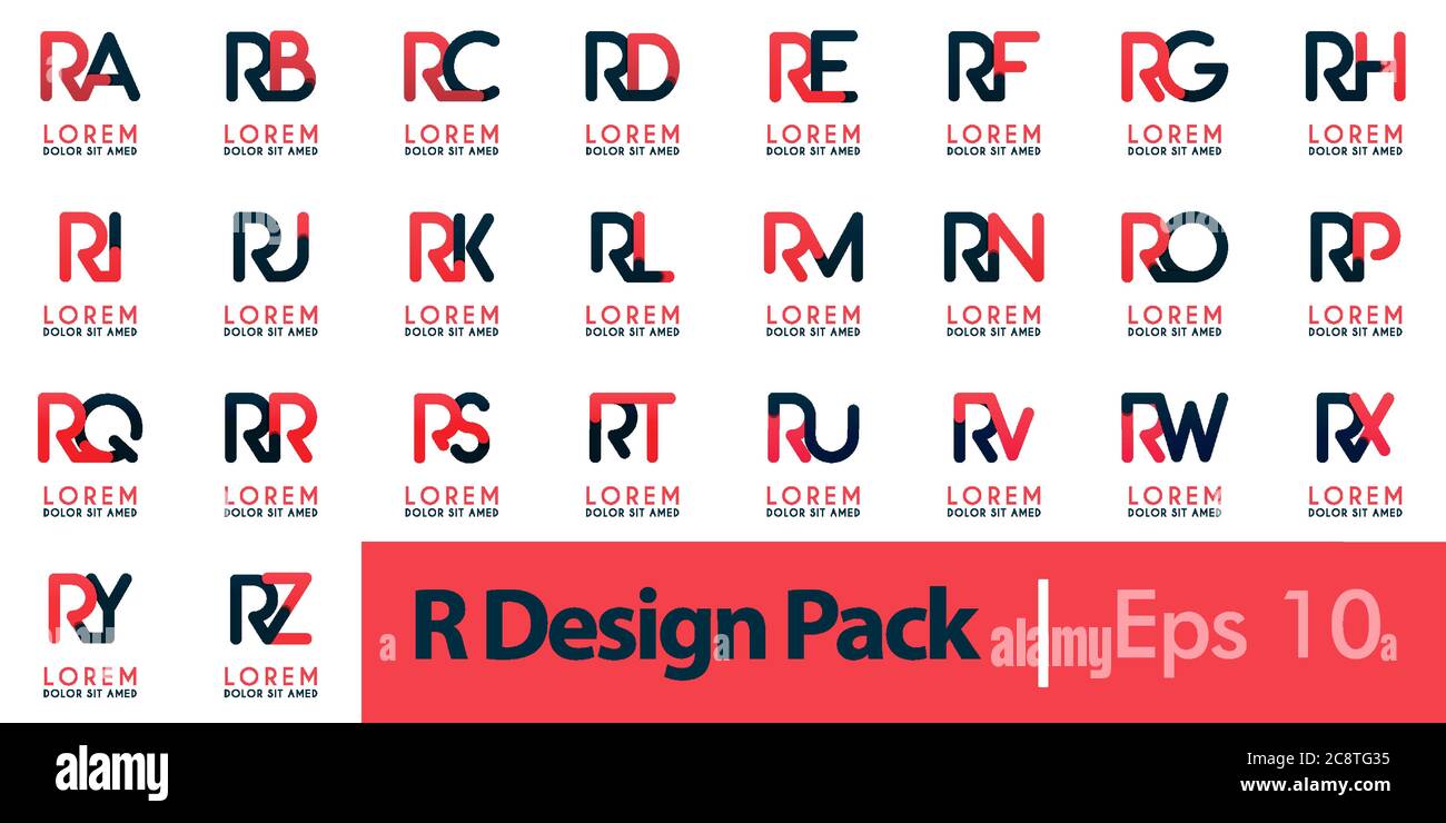 R logo pack, RB Logo set. Modern flat design concept for Landing page ...