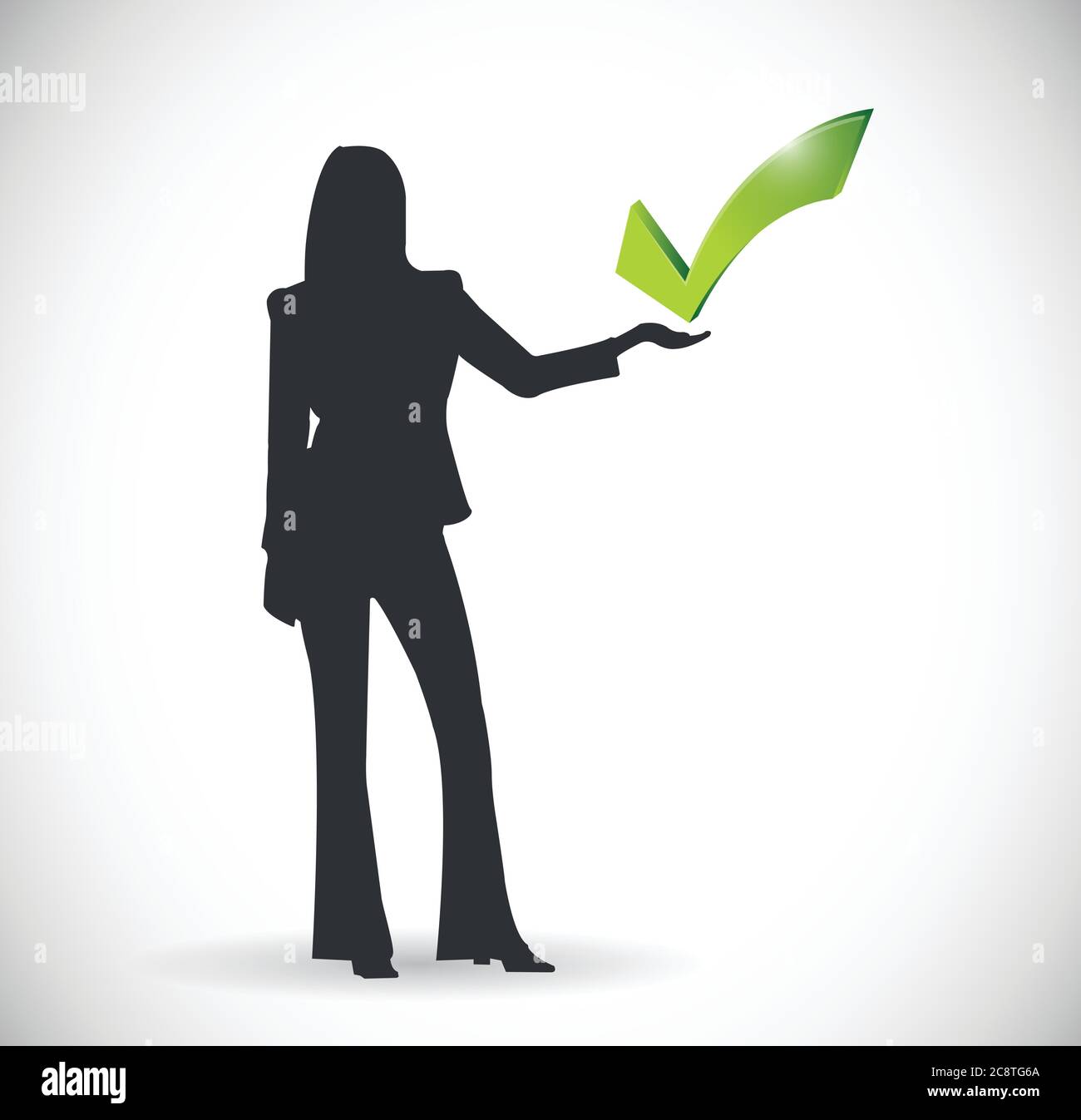 Check mark approval and presentation illustration design over white ...