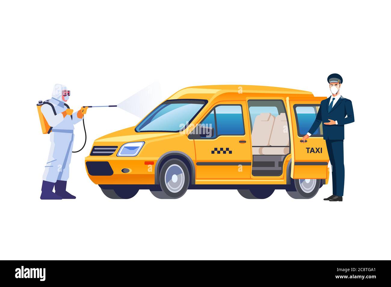Driver Cleaning His Taxi Stock Vector Images - Alamy