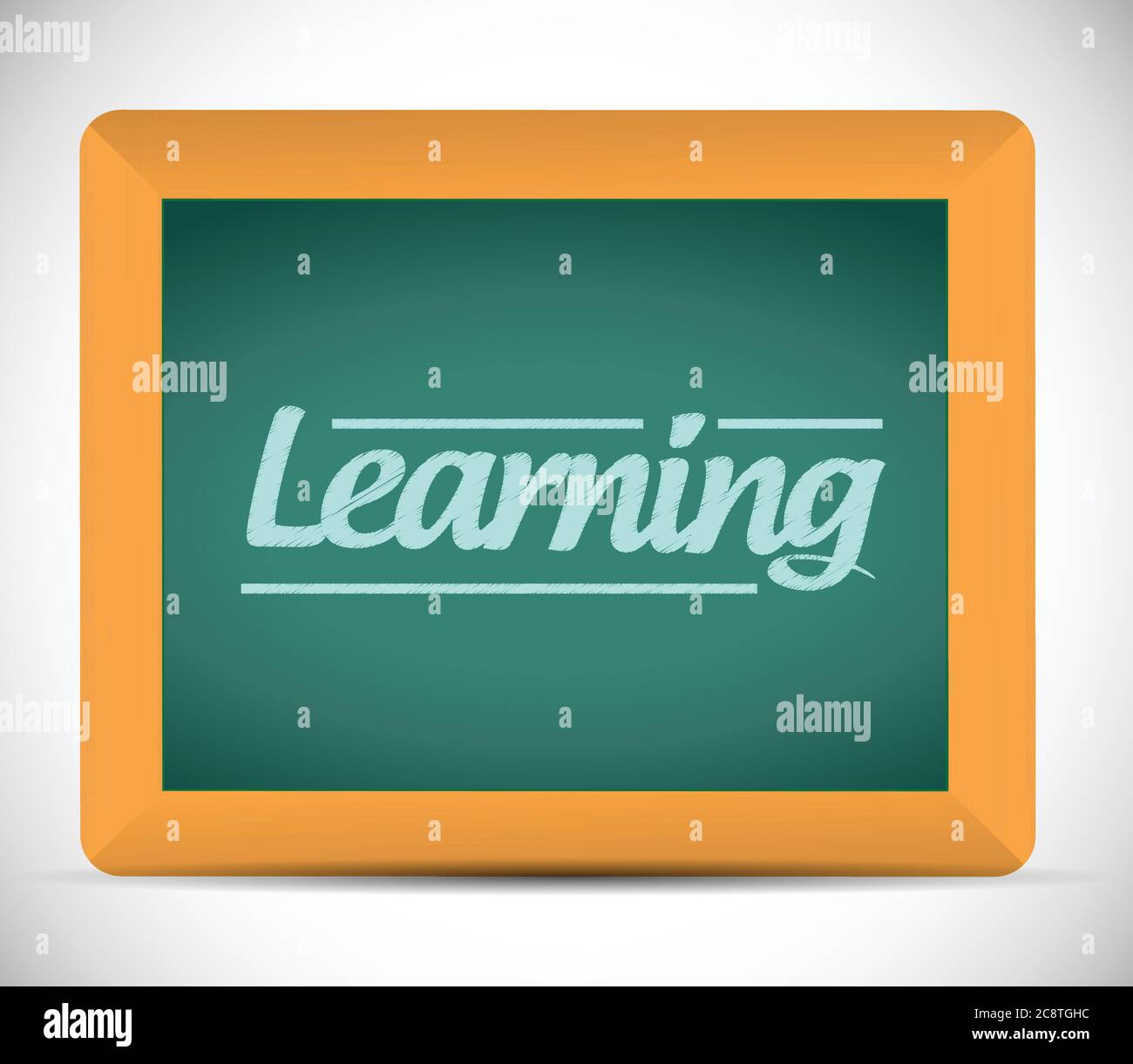 Learning message written on a blackboard. illustration design Stock ...