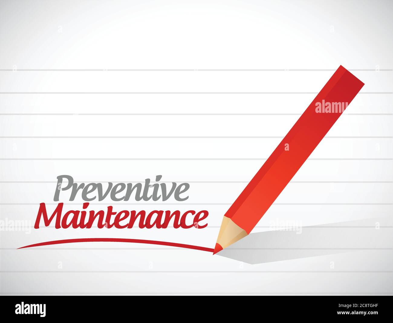 Preventive maintenance message illustration design over a white ...