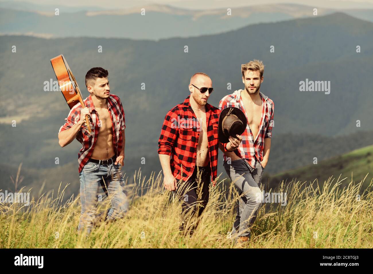 wild west. group of people spend free time together. western camping ...