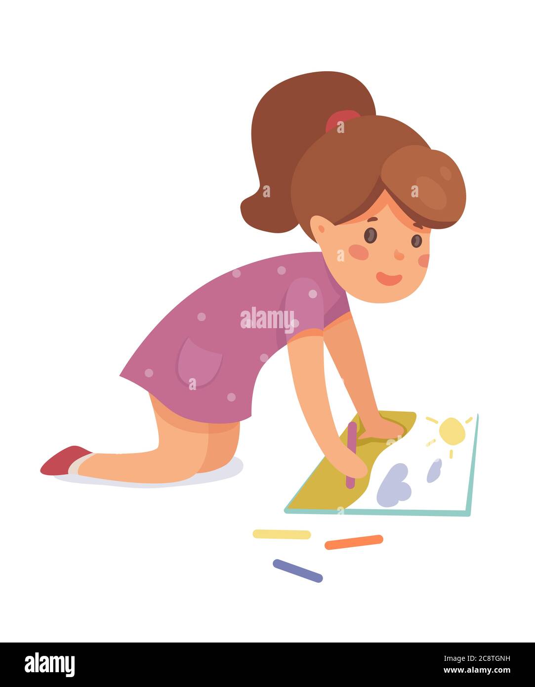Girl drawing landscape flat vector illustration Stock Vector Image ...