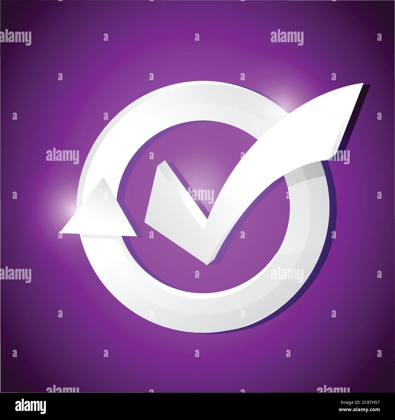 Check mark cycle illustration design over a purple background Stock ...