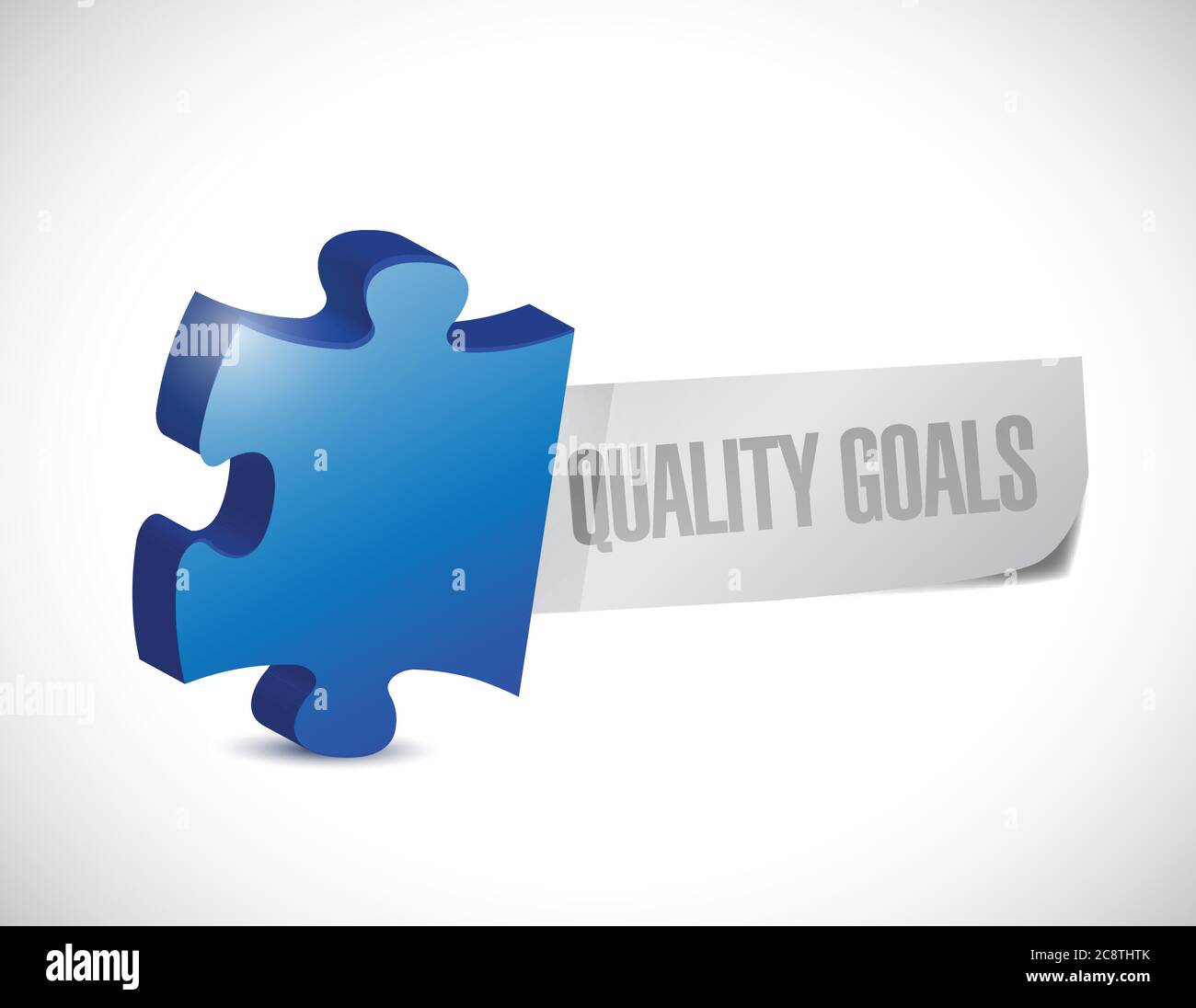 Quality goals puzzle pieces illustration design over a white background ...